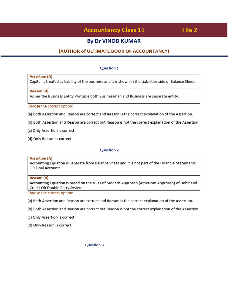 Accountancy Class 11: Key Assertions | PDF | Debits And Credits | Financial Accounting