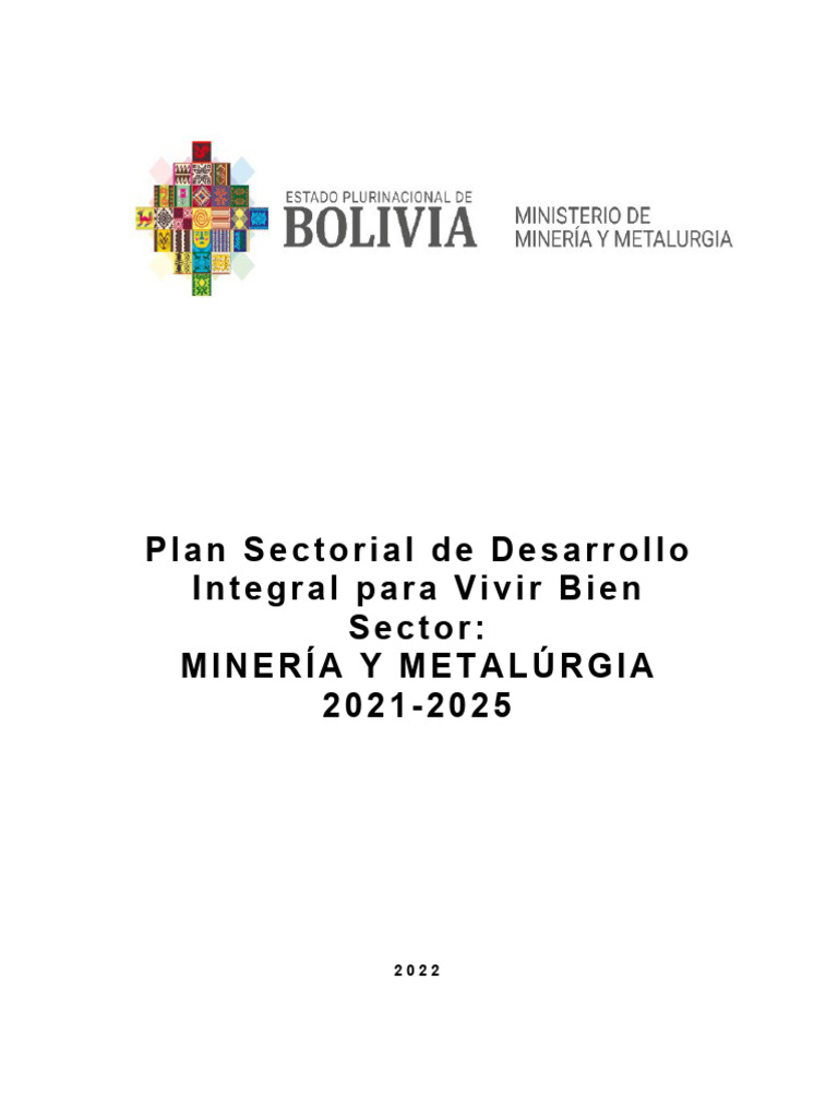 Plan Minero-Metalúrgico 2021-2025 | PDF | Minería | Bolivia