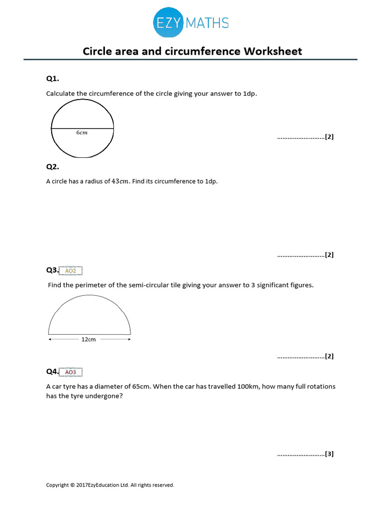 Day 56 - Circle Area and Circumference (Copy) | PDF | Area | Geometry