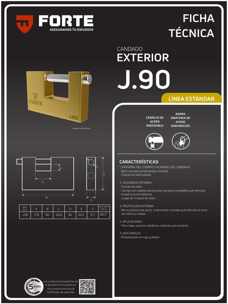 Candado exterior J90 mm ESTANDAR | PDF | Rieles