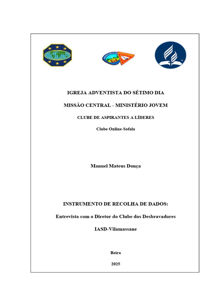 Instrumento de Recolha de Dados | PDF