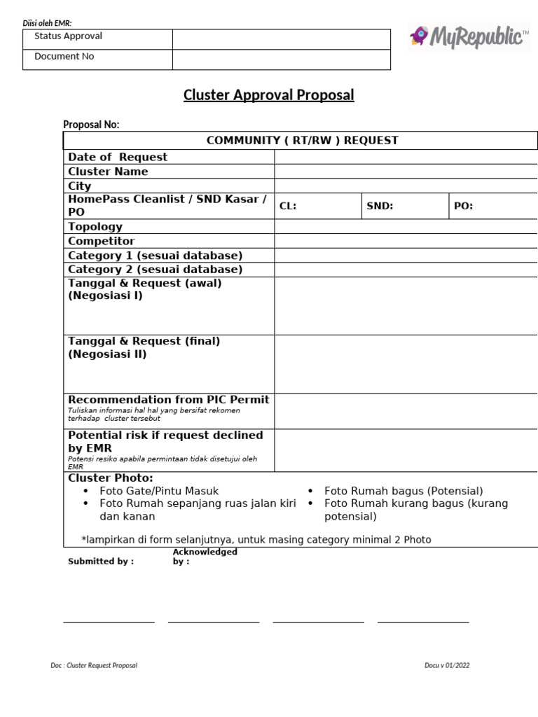 Cluster Approval Proposal | PDF