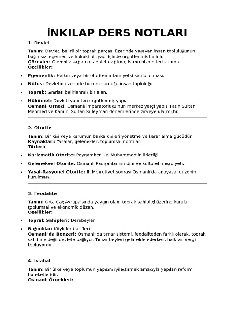 İnkilap Ders Notlari | PDF