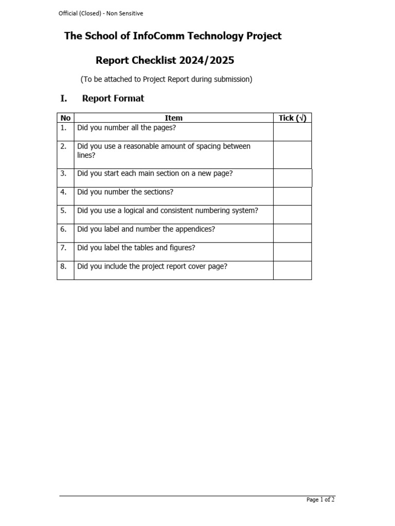 Project Report Checklist2024 | PDF