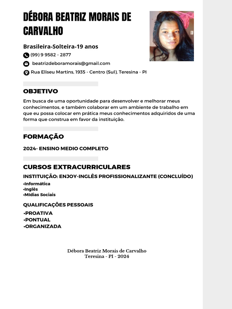 Currículo-Débora Beatriz PDF | PDF