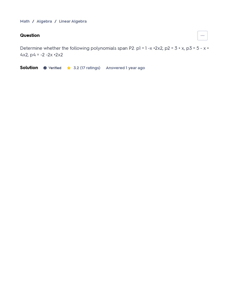 Linear Algebra: Polynomial Span Analysis | PDF | Applied Mathematics ...