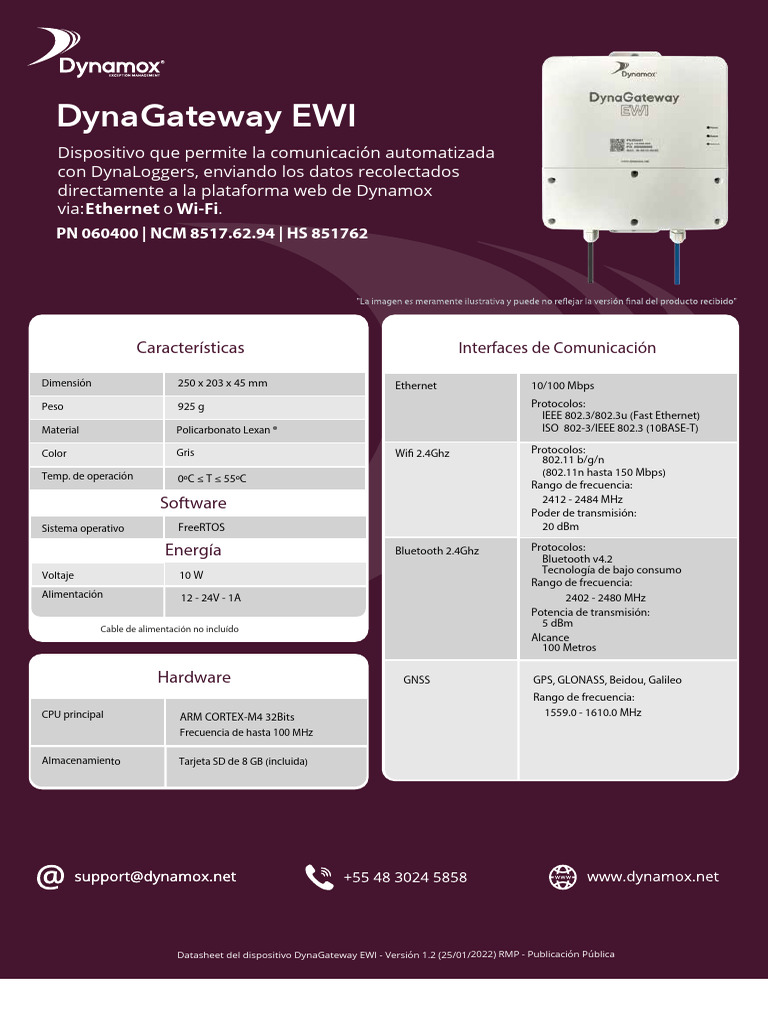 Datasheet DynaGateway EWI 112024 01 ES | PDF | Bluetooth | Wifi