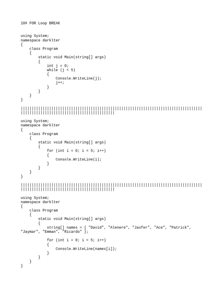 10 For Loop Break Pdf Computing Computer Programming 4275