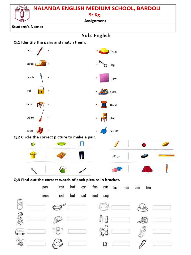 SR KG Worksheet January Month | PDF