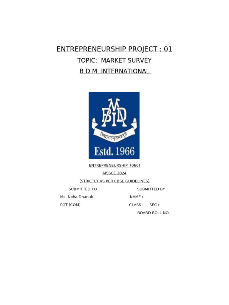 MARKET SURVEY COVER PAGE | PDF