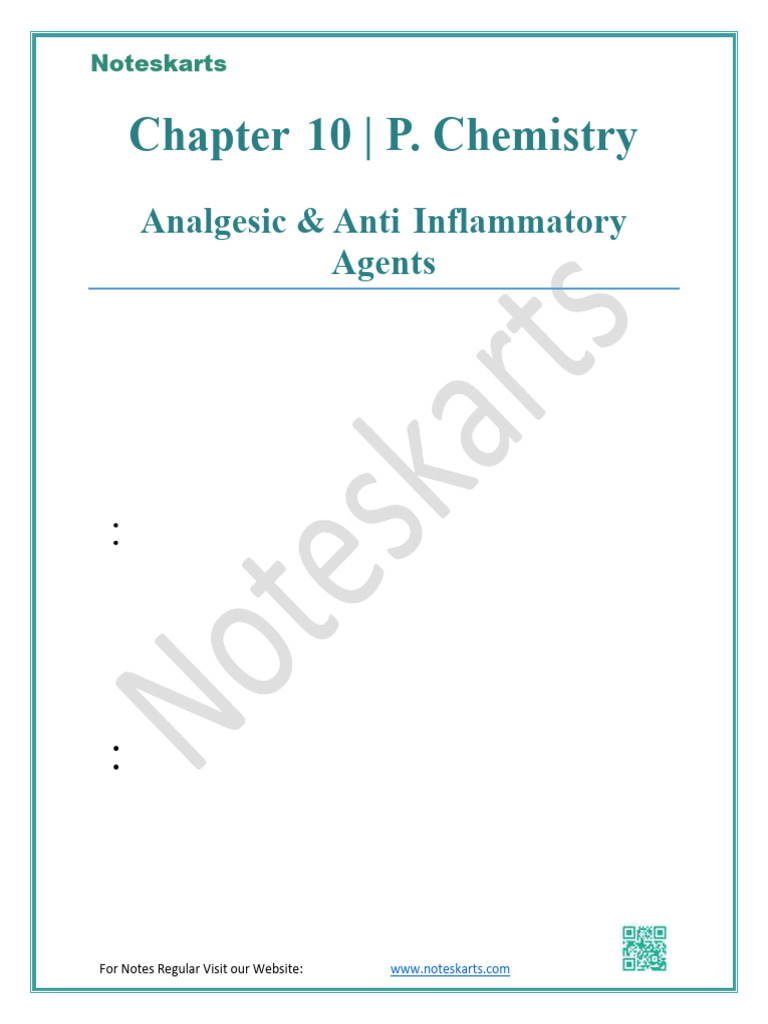 Chapter 10 Pharmaceutical Chemistry Complete Notes by Noteskarts Acc To ...