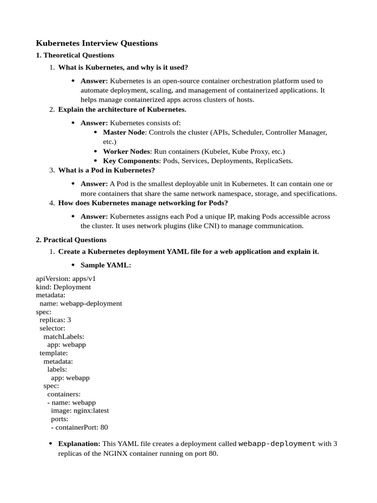 Kuber Net Es Interview Questions | PDF | Computer Networking | Computer Science