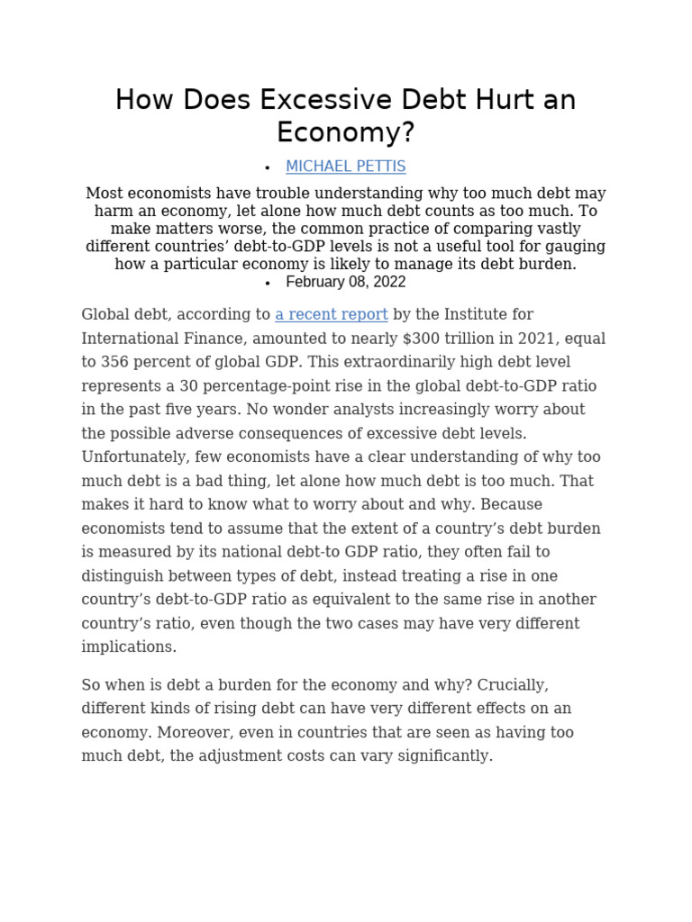 How Does Excessive Debt Hurt An Economy | PDF | Inflation | Debt