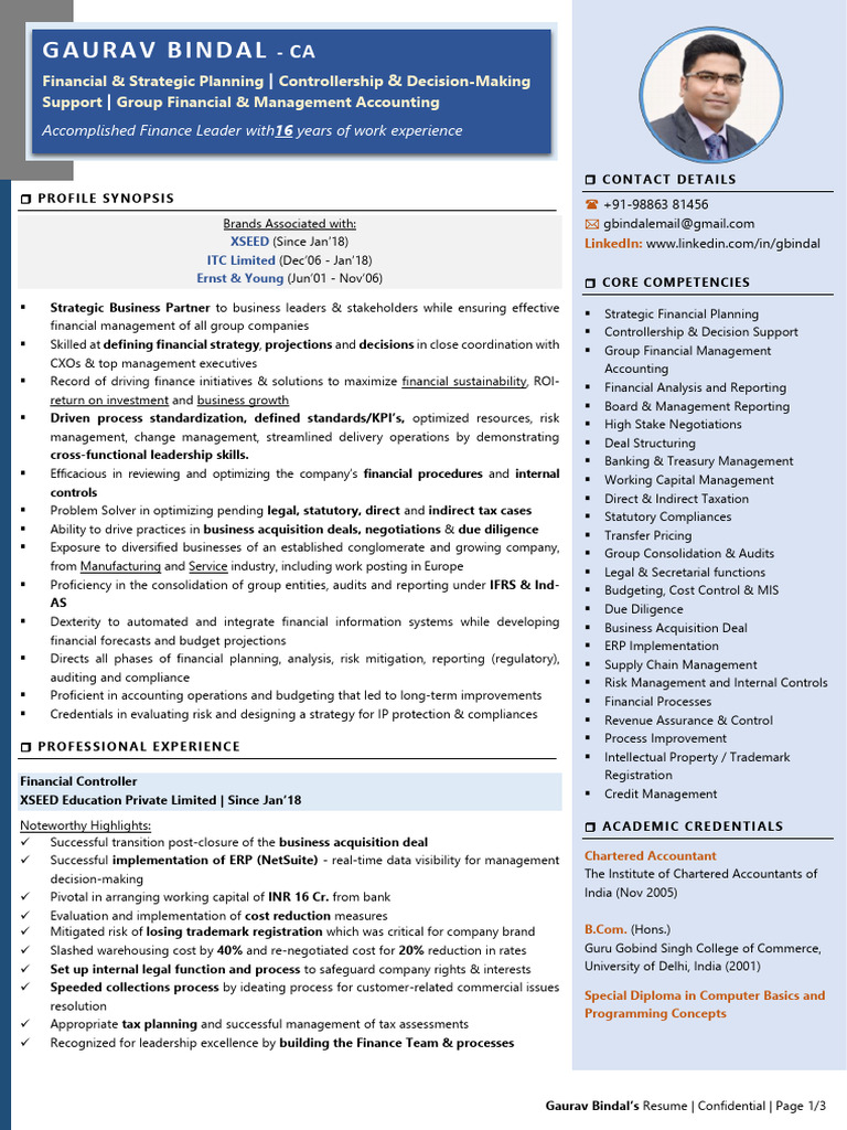 Gaurav Bindal_Resume | PDF | Audit | Taxes