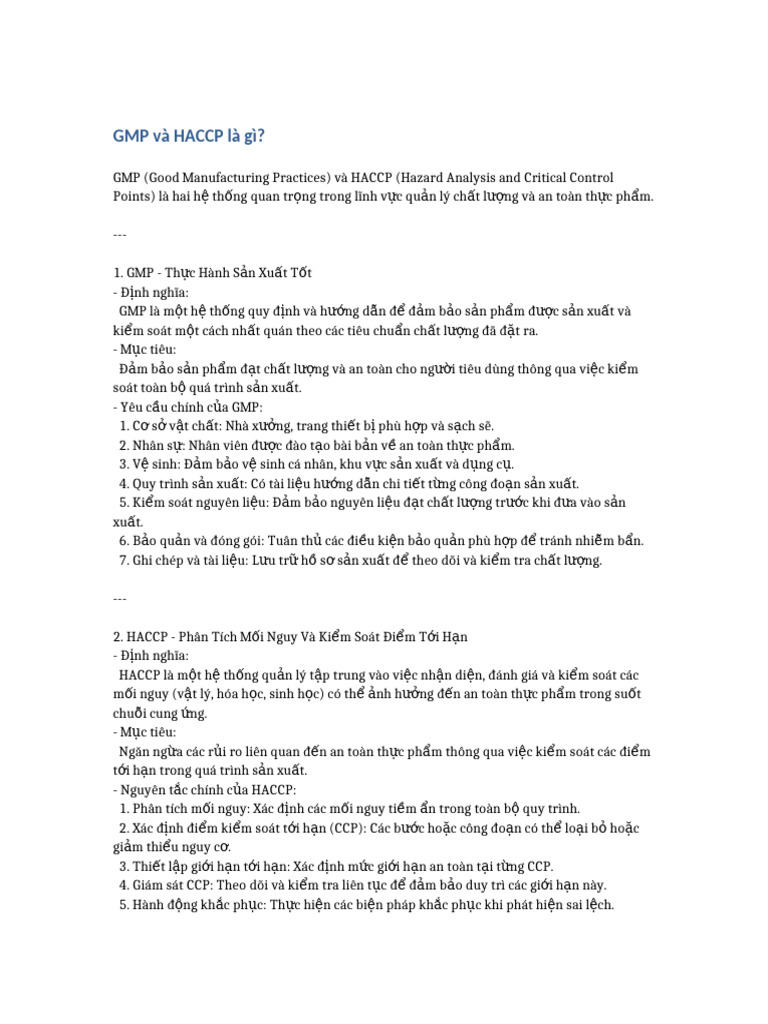 GMP_HACCP_Chi_Tiet | PDF