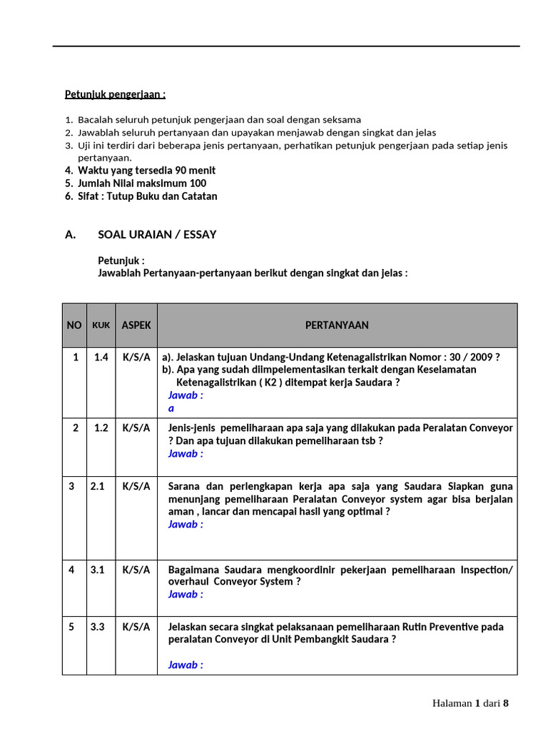 5, Memelihara Coal Handling - Level3 | PDF