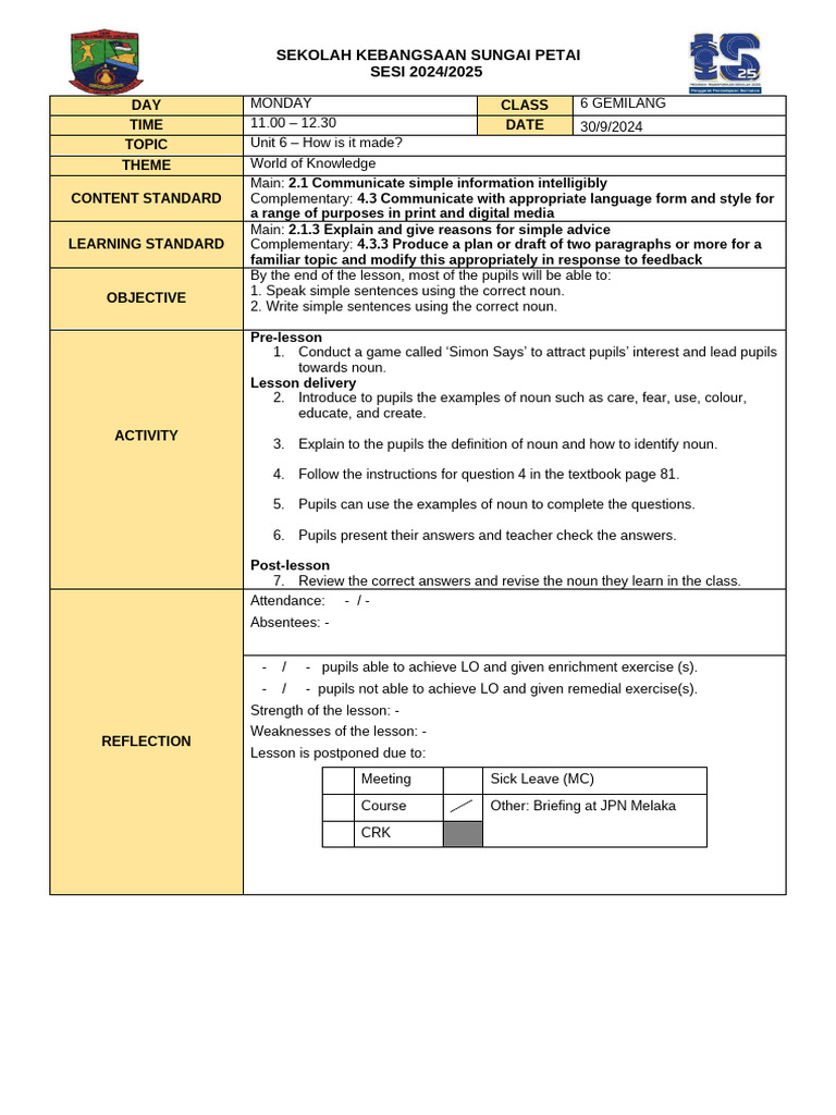 Lesson Plan Week 28 Pdf Teachers Knowledge