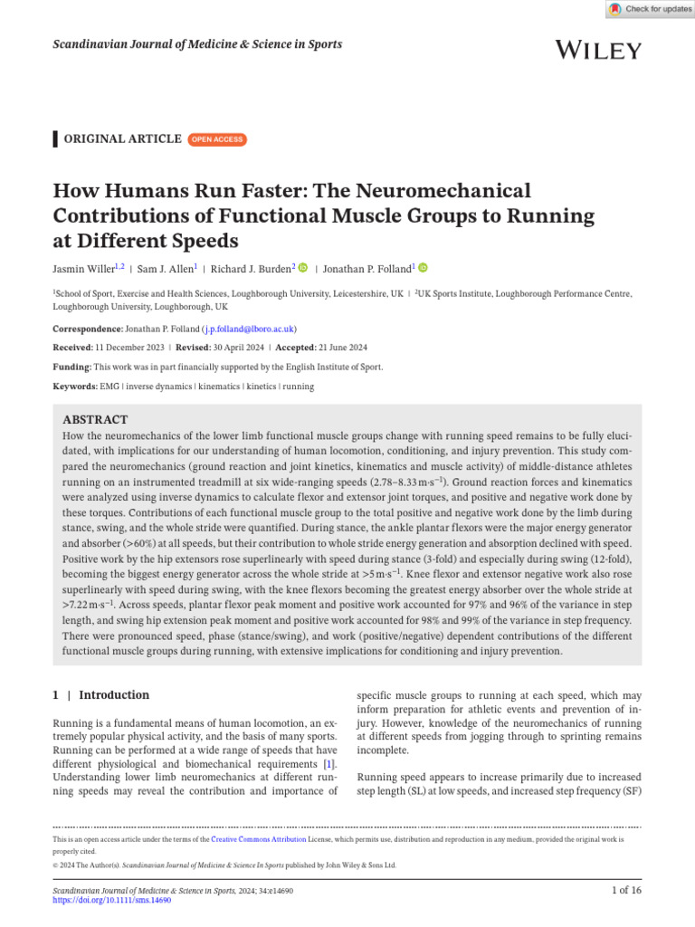 Neuromechanics of Running Speed Variations | PDF | Running | Human Leg