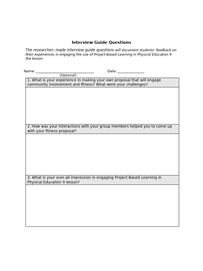 PBL - Interview Guide Questions | PDF