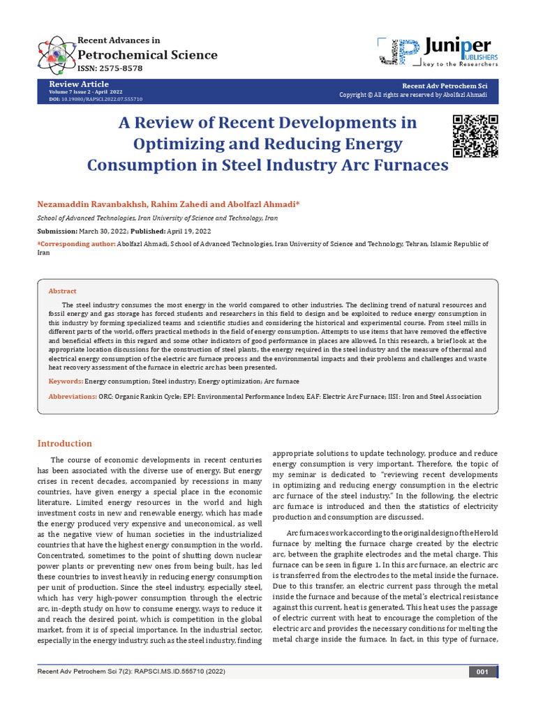 Energy Optimization in Steel Arc Furnaces | PDF | Cost Of Living ...