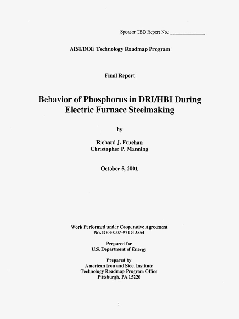 Behavior of Phosphorus in DRI-HBI During Electric Furnace Steelmaking ...