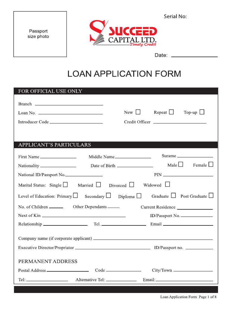 Succeed Loan Application Form | PDF