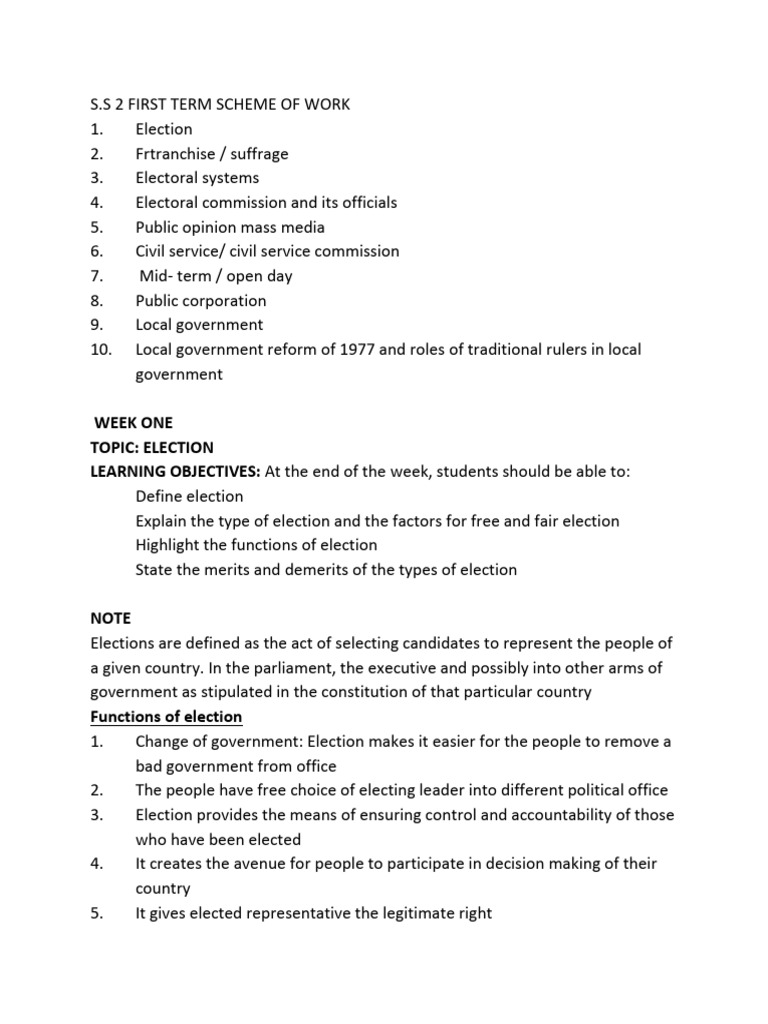 Government Handout S.S 2 Correction | PDF | Elections | Voting