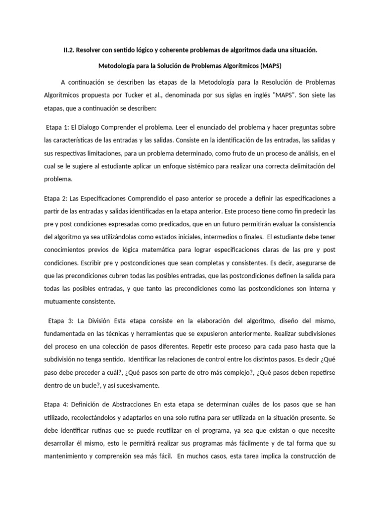Metodología MAPS para Algoritmos | PDF | Programación de computadoras ...