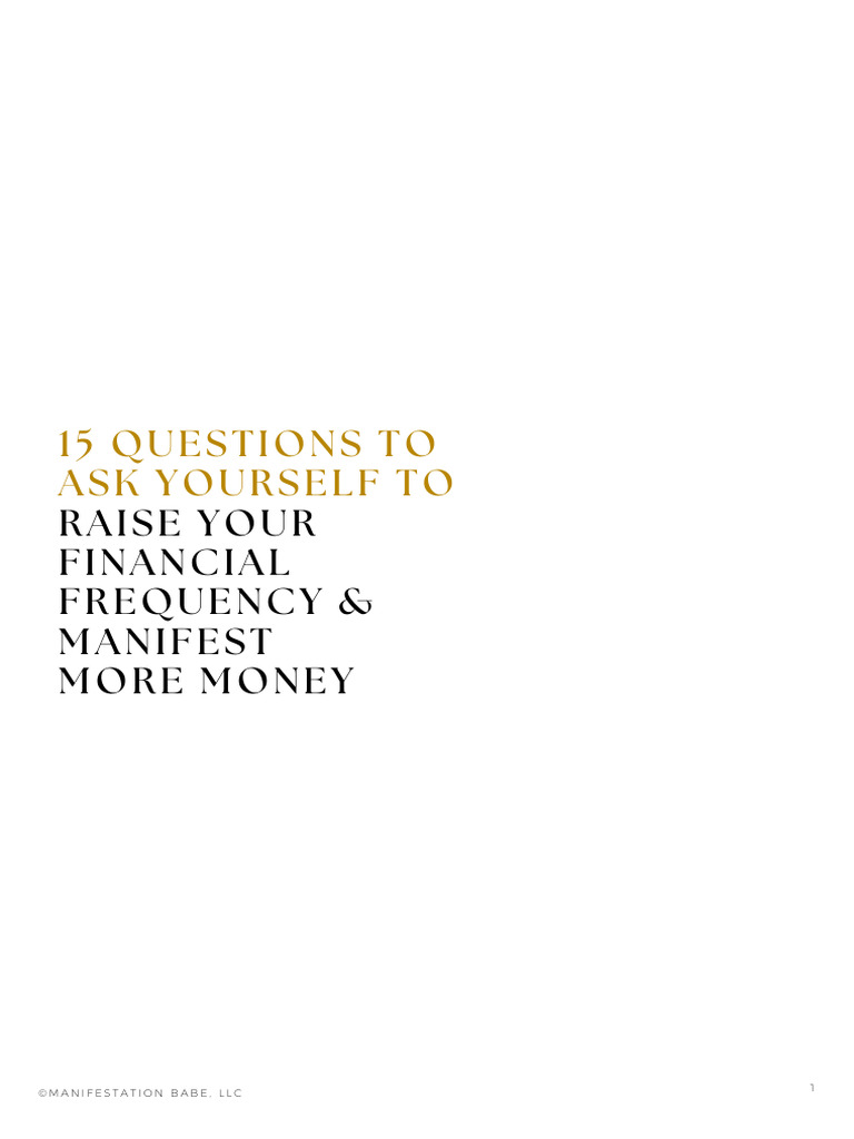 Fillable 15 Questions to Ask Yourself to Raise Your Financial Frequency ...