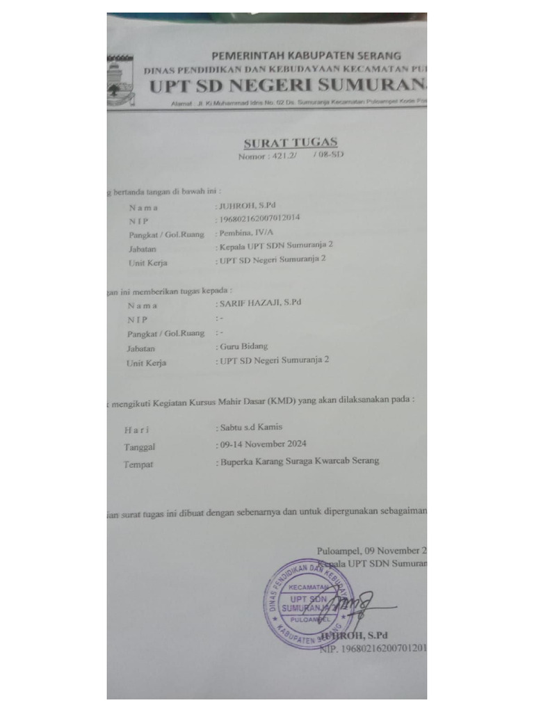 Surat Tugas KMD | PDF