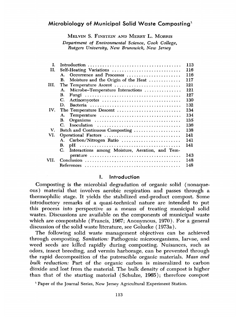 Microbiology of Municipal Solid Waste Composting' | PDF | Compost | Soil