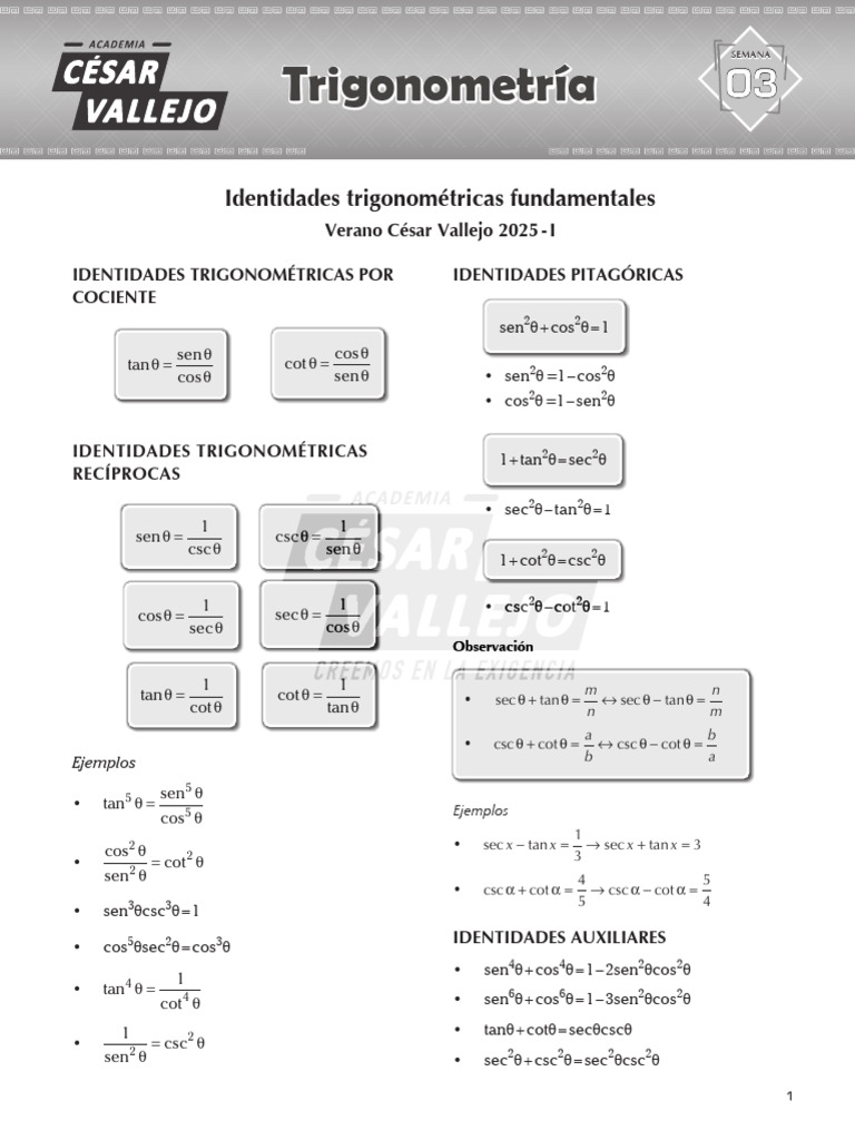 TR VCV Dir Sem03 | PDF | Trigonometría | Análisis matemático