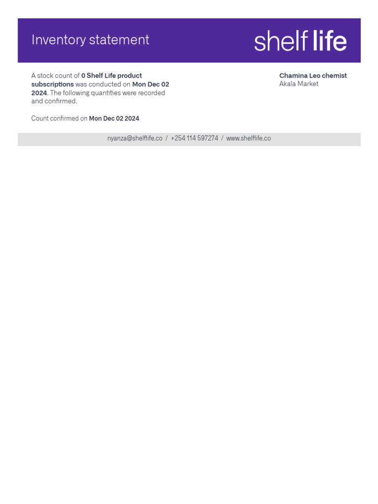 Inventory and Delivery Statement 2024 | PDF | Business Documents | Business