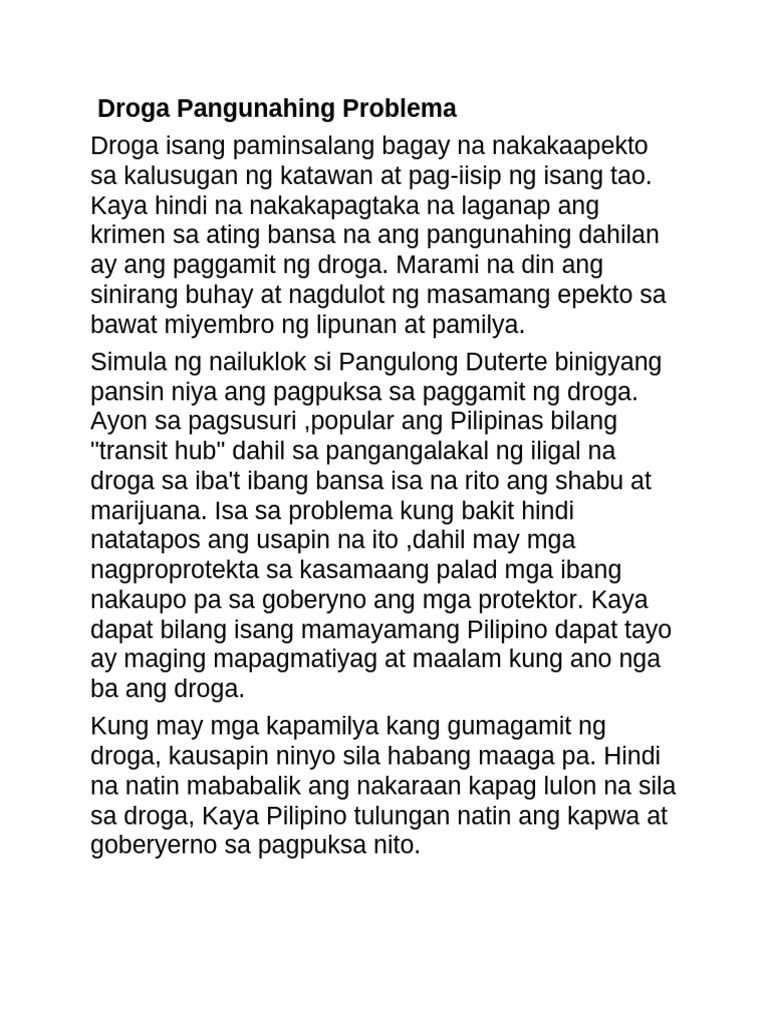 Droga Pangunahing Problema | PDF