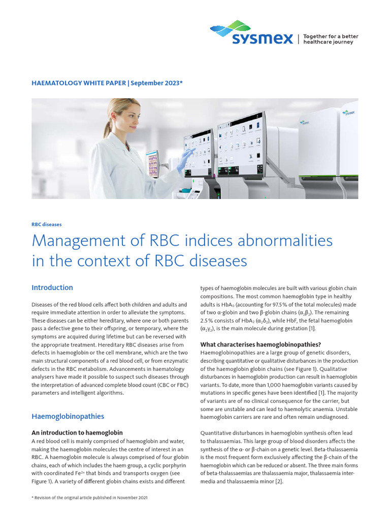 White Paper RBC Diseases | PDF | Hemoglobin | Anemia
