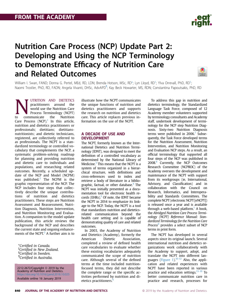 Nutrition Care Process Update Part 2-JANDV119-Issue5-May2019 | PDF ...