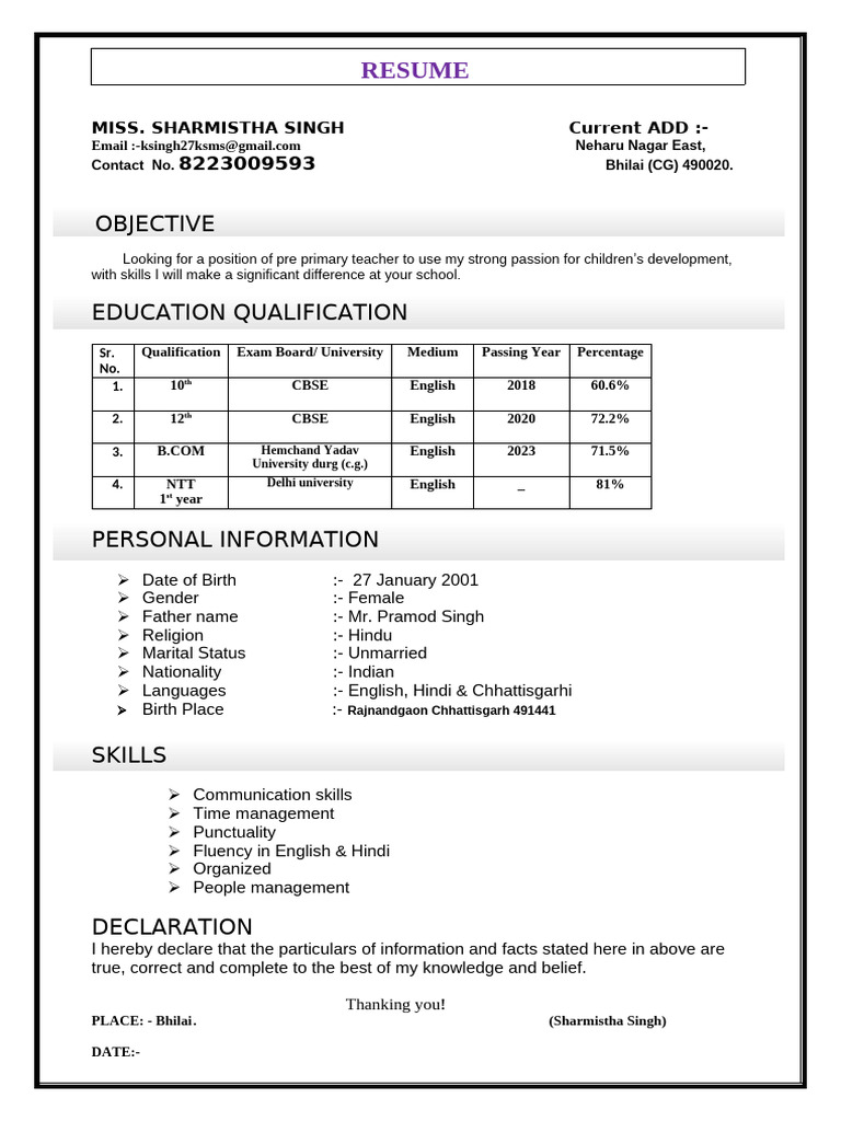 RESUME Sharmistha Singh-1 | PDF