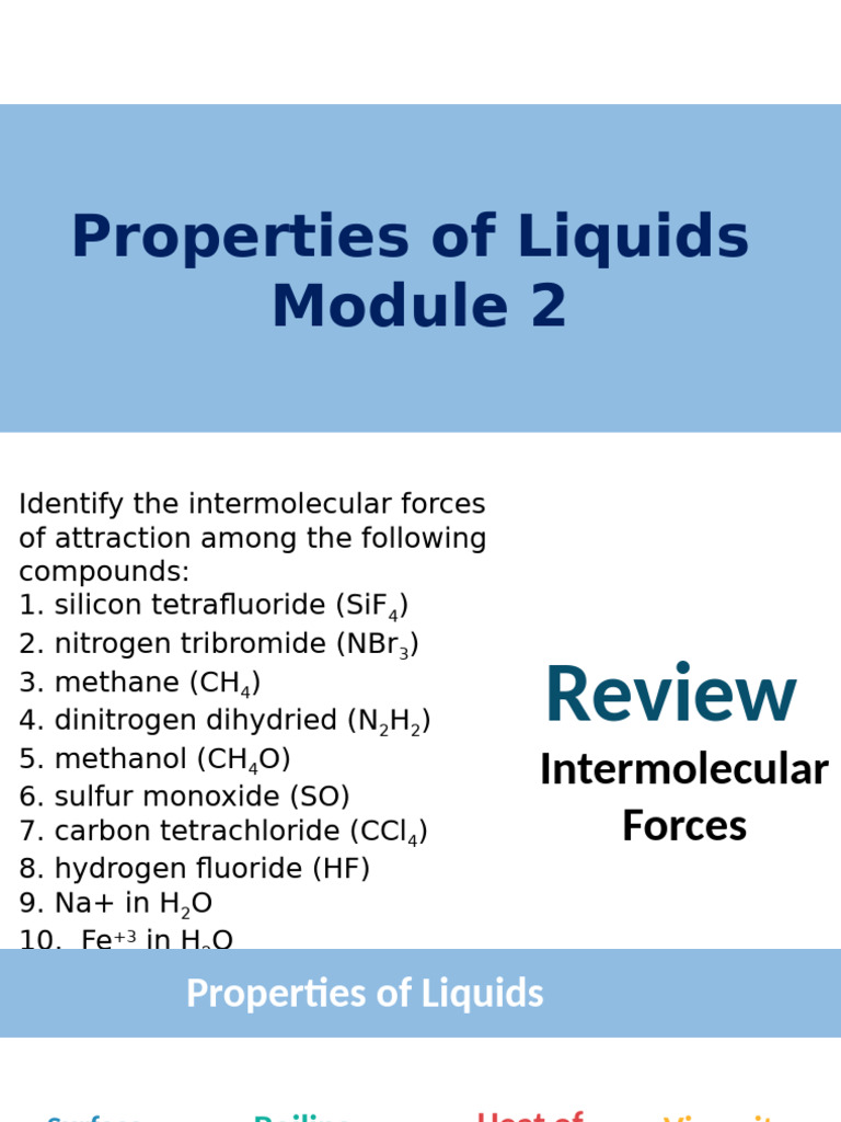 2.properties of Liquids | PDF | Liquids | Intermolecular Force