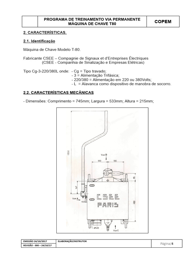 Máquina de Chave T80 Caracteristicas Mecanicas | PDF