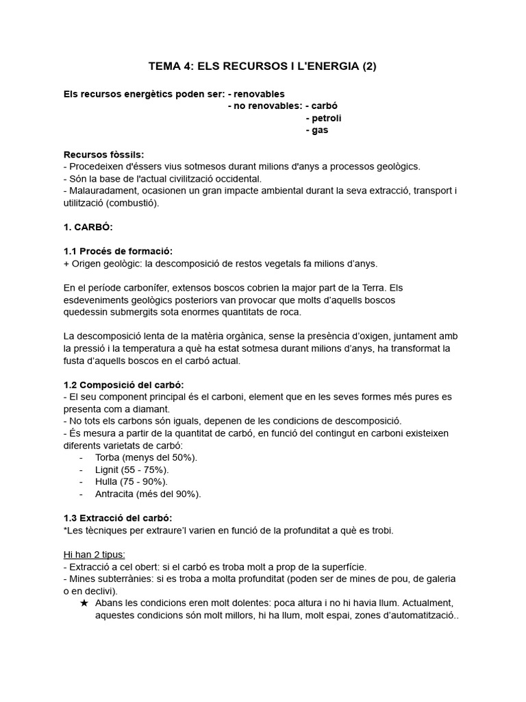 Els recursos i l'energia II | PDF