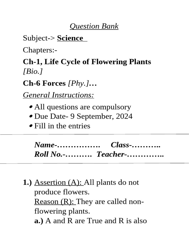 Sciece Question Bank | PDF