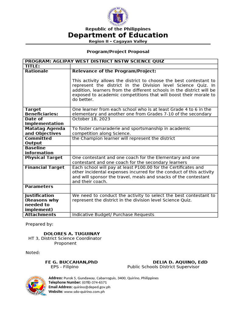 Project and Program Proposal Template | PDF | Philippines