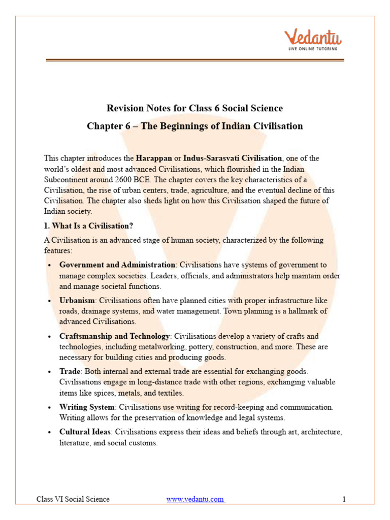 Class 6: Beginnings of Indian Civilization | PDF | Civilization ...