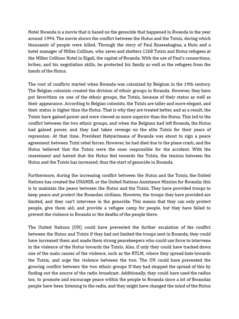 Hotel Rwanda cw | PDF | Hutu | Tutsi