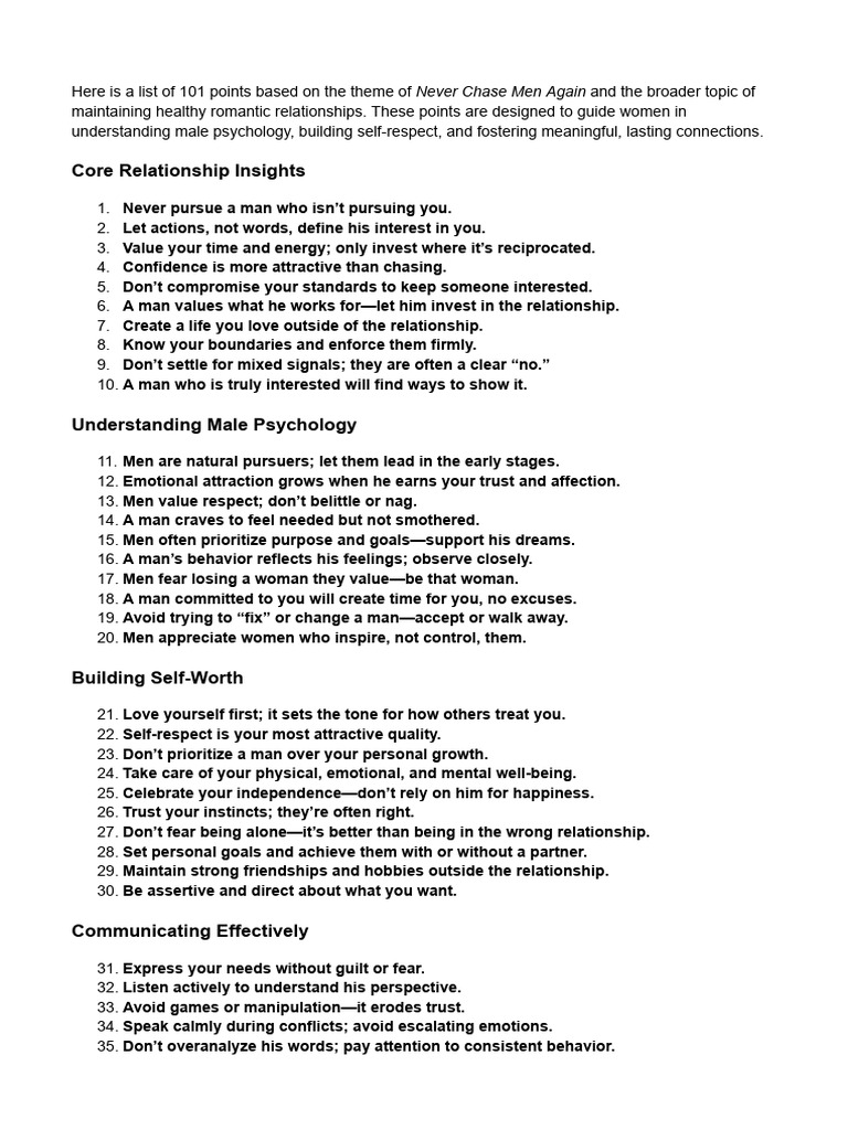 Never chase man again | PDF | Self Esteem | Goal