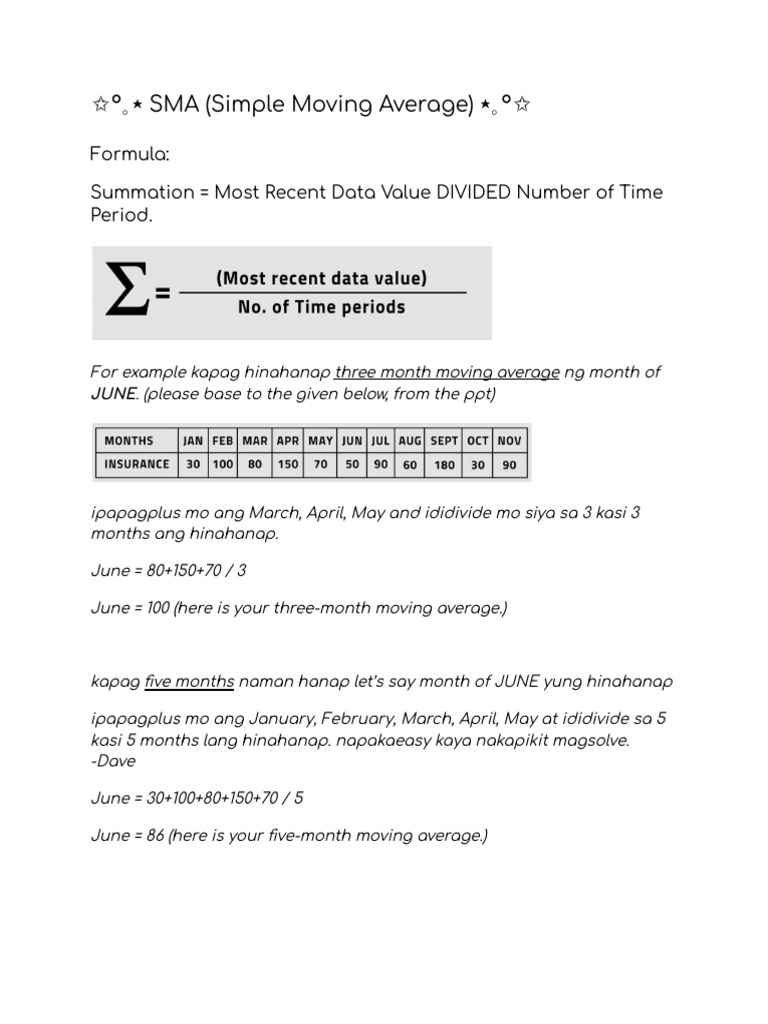 ° Sma & Forecast Errors Handout ° | PDF
