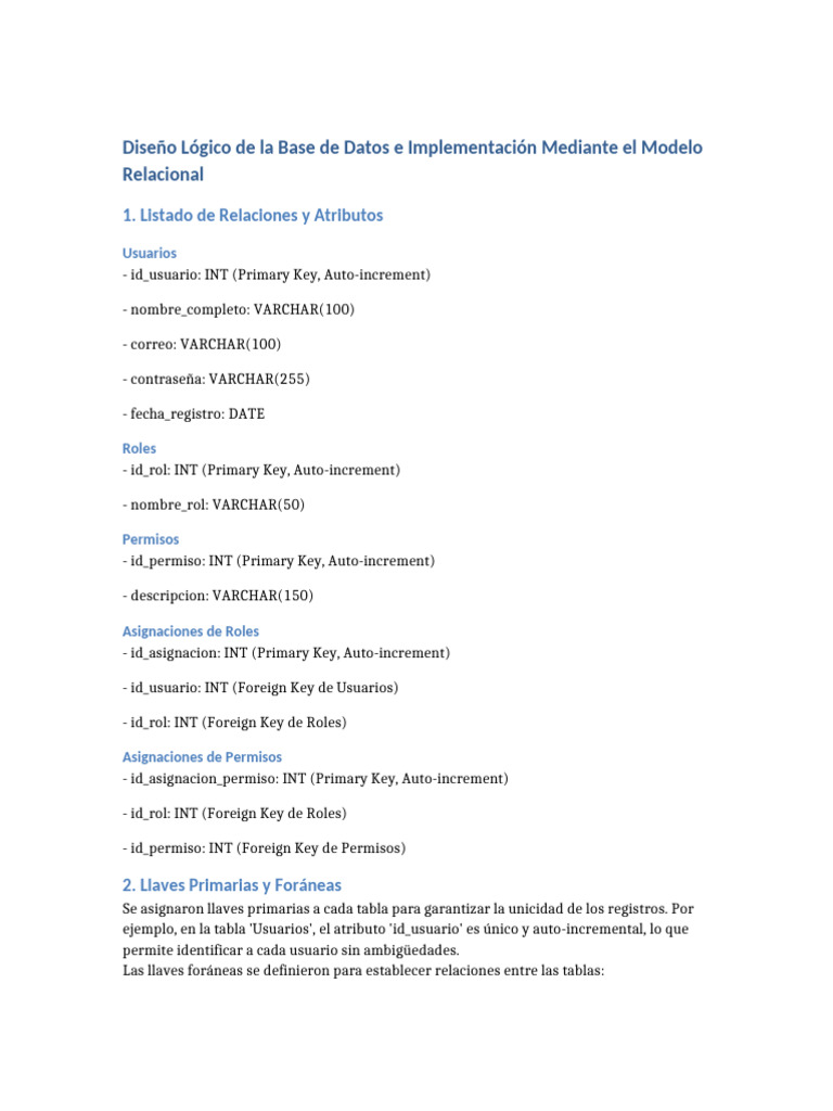 Reporte Diseño Base Datos | PDF