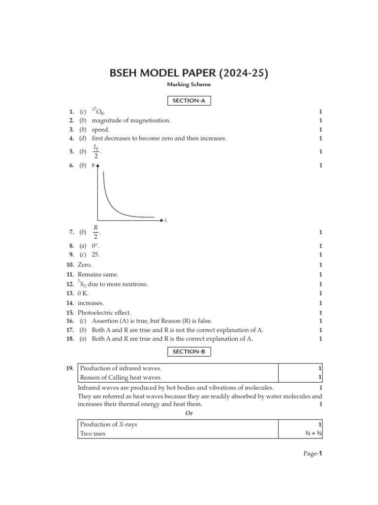 Physics Model Paper 2024-25 Solutions | PDF | Diode | Physics
