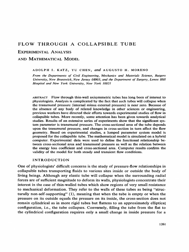 Collapsible Tube Flow Dynamics | PDF | Reynolds Number | Fluid Dynamics