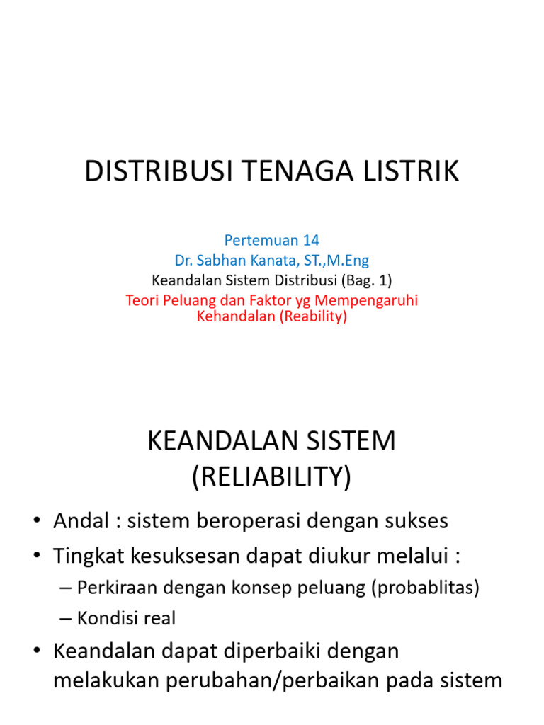 Keandalan Sistem Distribusi Listrik | PDF